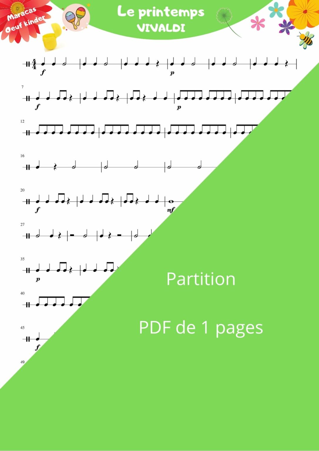 Le printemps des 4 saisons de VIVALDI Partition Mad'Hameçon